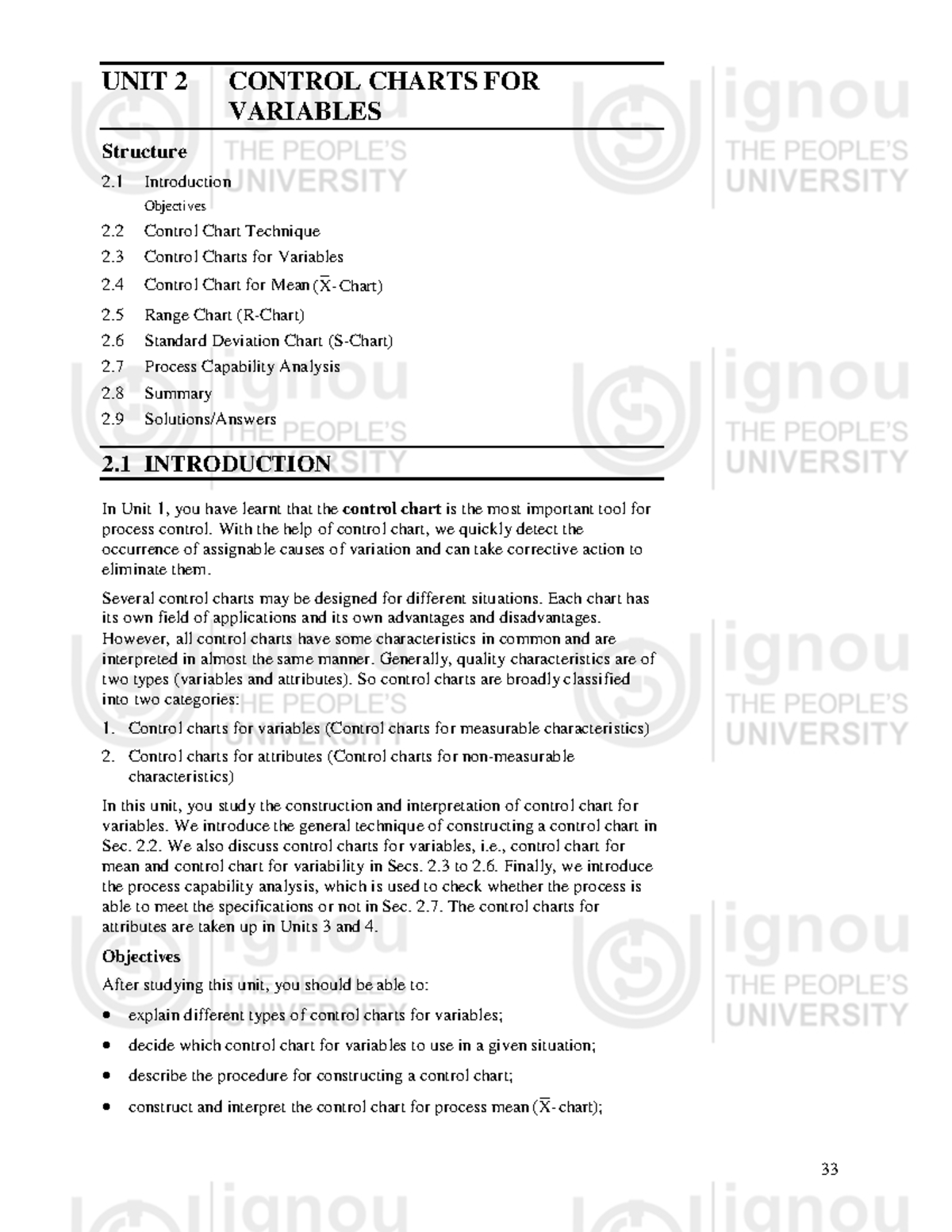 Statistical Quality Control (SQC) - Unit 2: Control Charts for ...