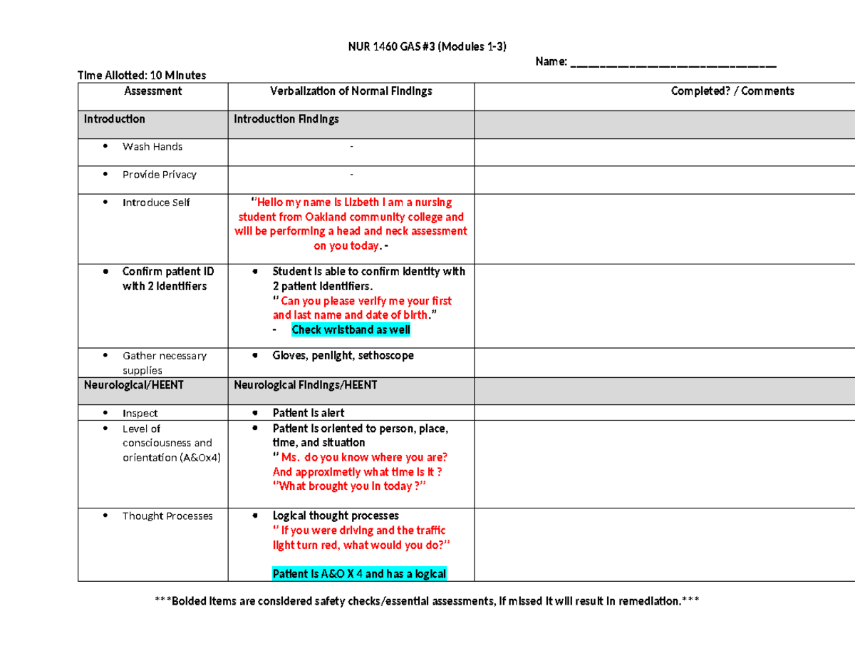 NUR 101: Head-to-Toe Health Assessment Guide - Studocu