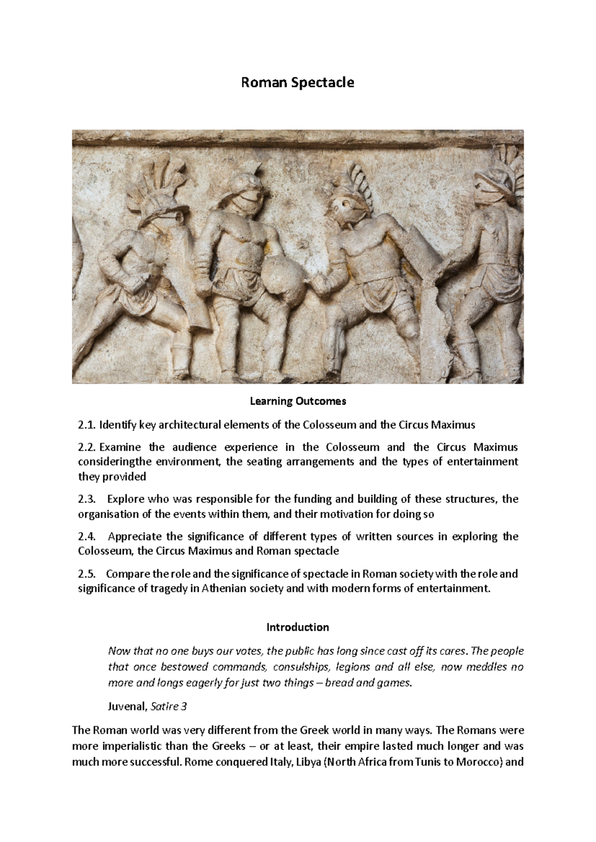 Roman Spectacle: Key Insights on Colosseum & Circus Maximus - Studocu