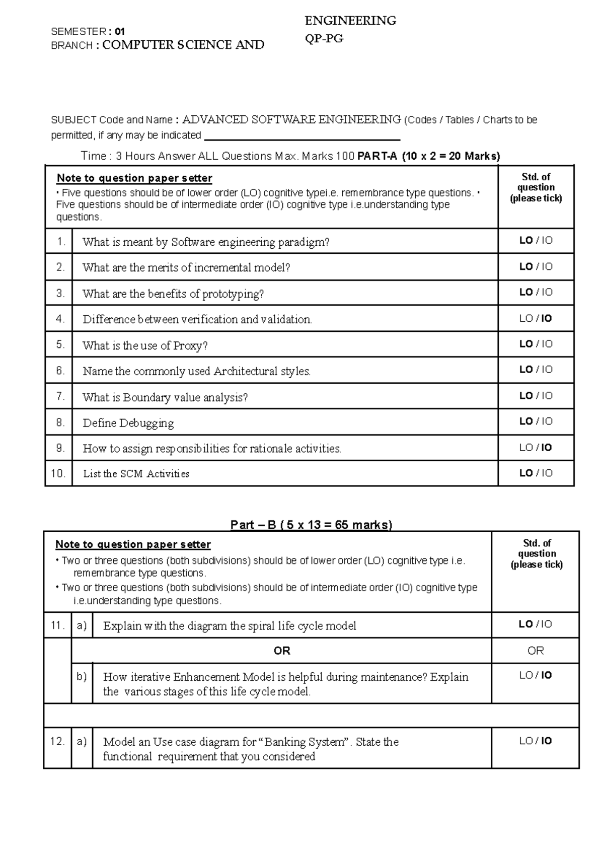 PG-QP Softwarte Engineering - SEMESTER : 01 BRANCH : COMPUTER SCIENCE ...
