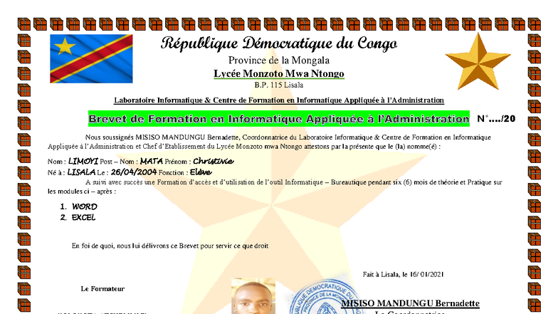 Brevet de Formation en Informatique - MATA Christivie - Studocu