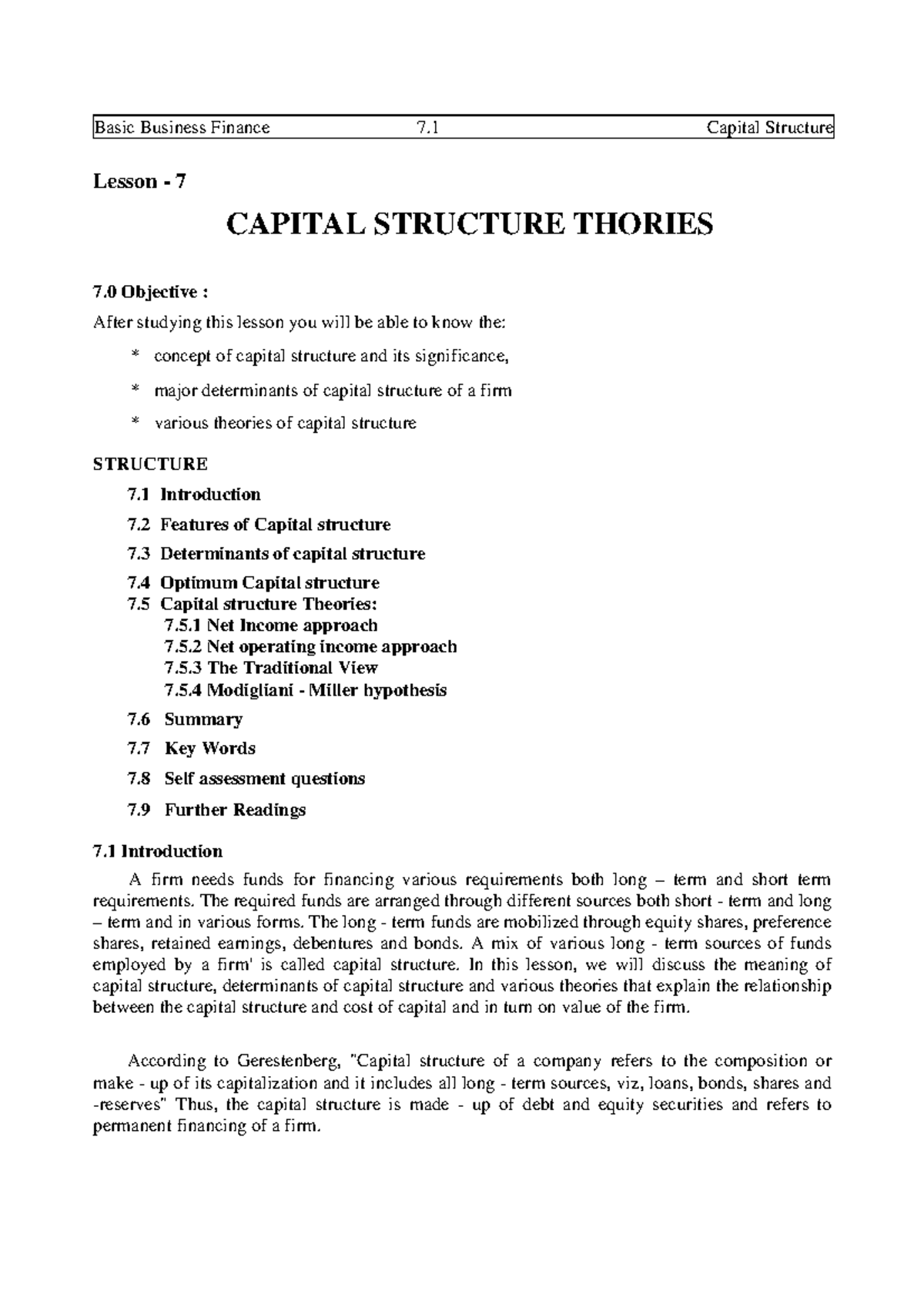 Capital Structure theories - Basic Business Finance 7 Capital Structure ...