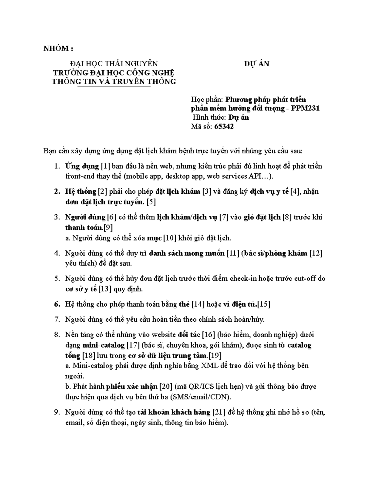 DỰ ÁN PPM231: Ứng Dụng Đặt Lịch Khám Bệnh Trực Tuyến - Studocu