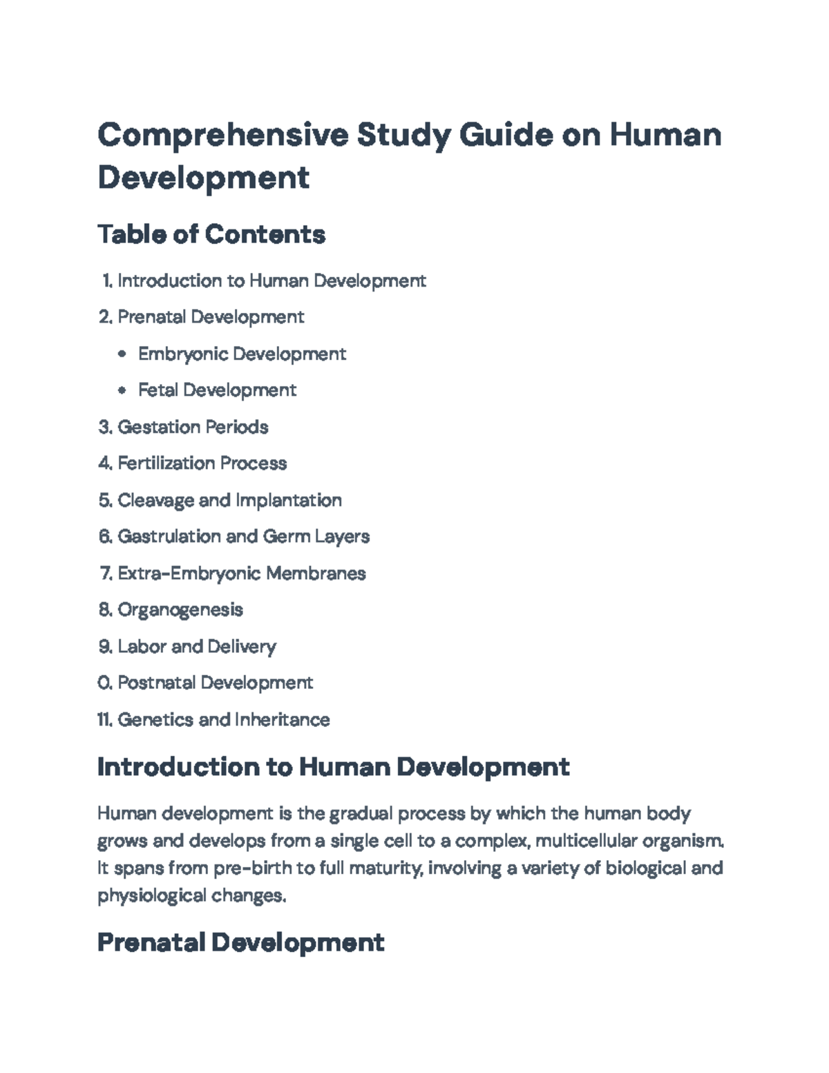 Comprehensive Study Guide on Human Development - BIO 101 - Studocu