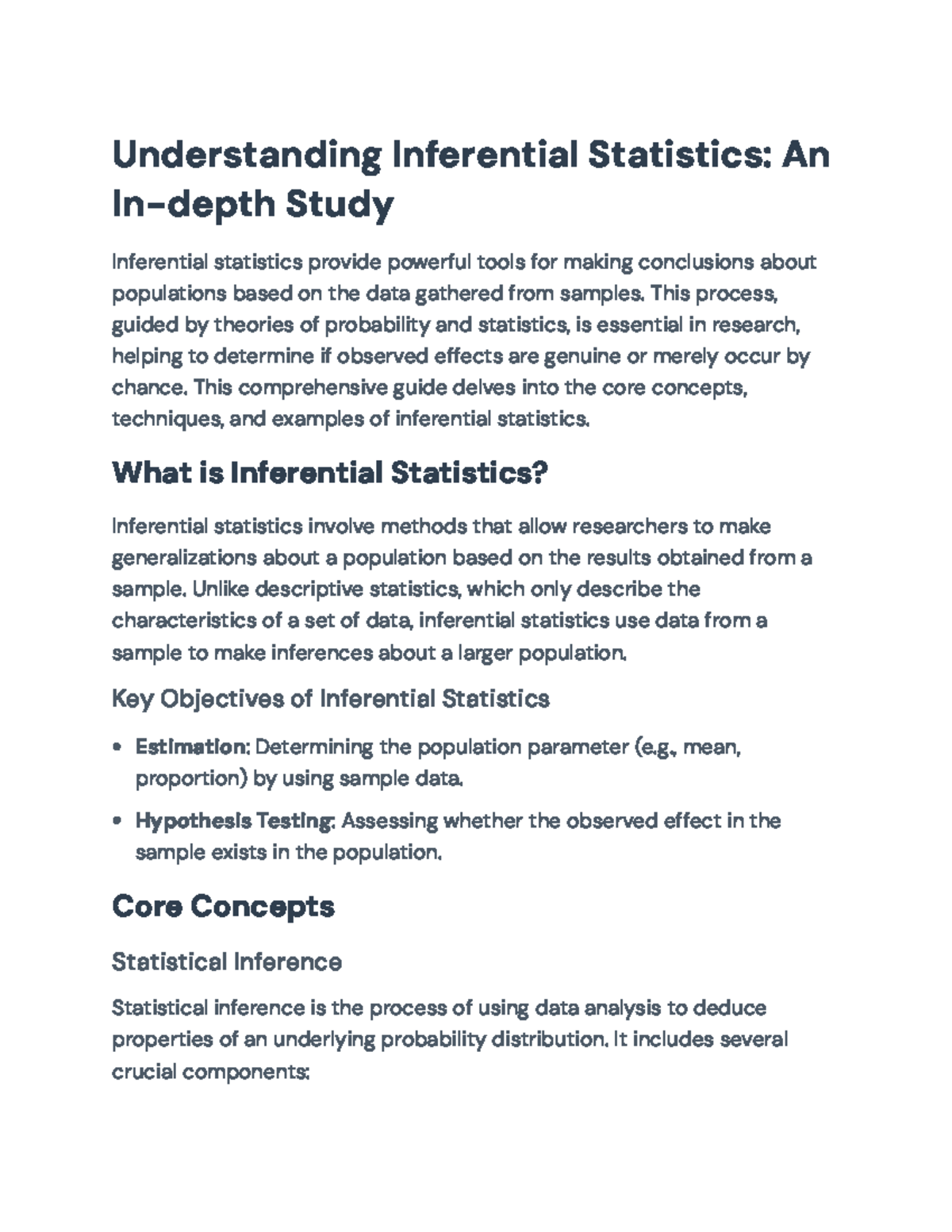 Understanding Inferential Statistics: Key Concepts and Techniques ...