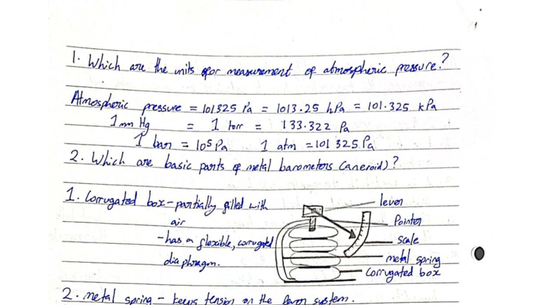 Atmospheric Pressure Measurement & Barometer Basics - 215 Q&A - Studocu