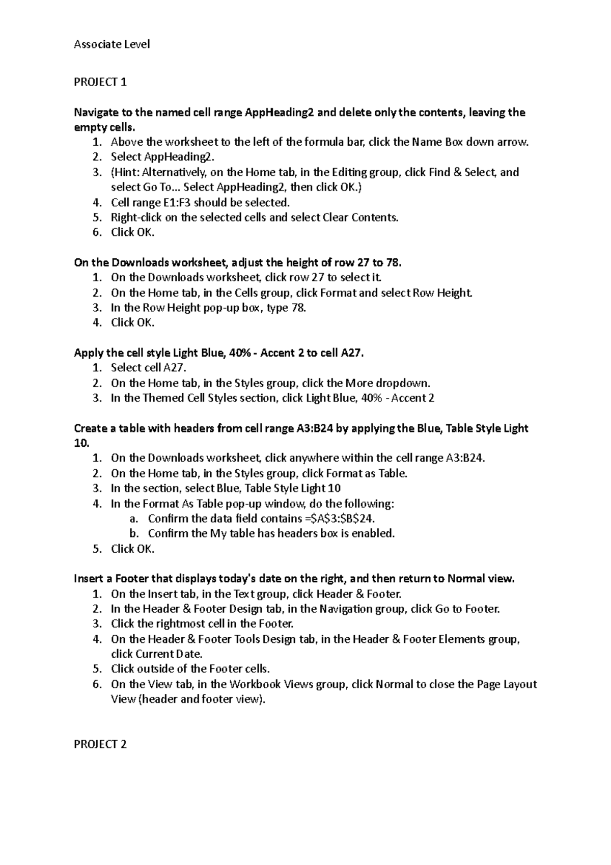 GMetrix Associate Level - Project Instructions and Task Guide - Studocu