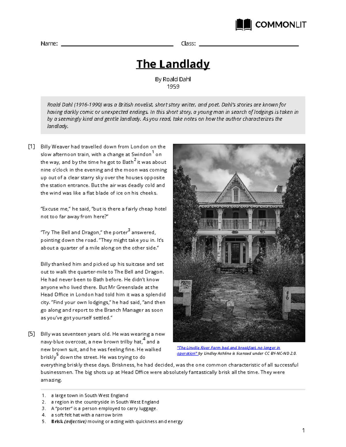 **The Landlady - A Midterm Review of Roald Dahl's Short Story ...