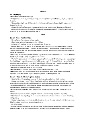 Balladyna - Streszczenie szczegółowe . - Balladyna - streszczenie ...