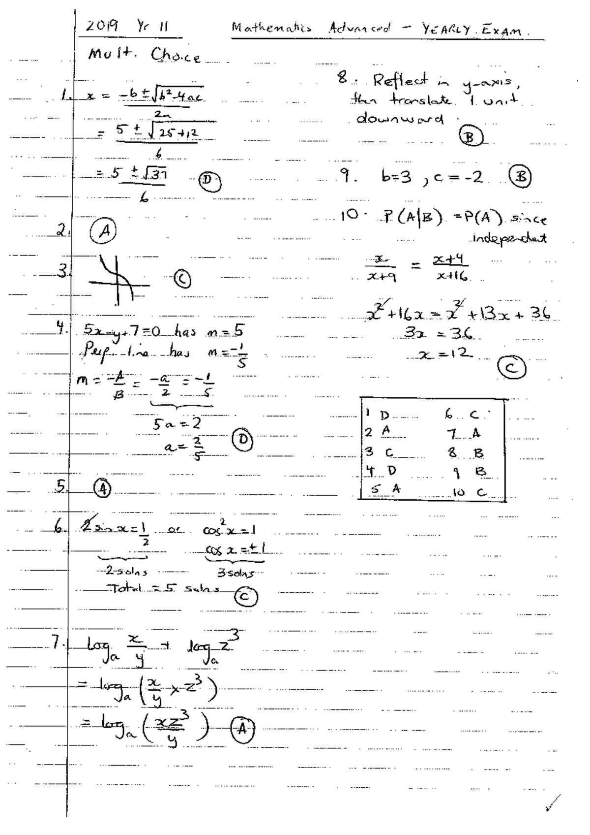209 P3 Advanced Maths 2019 Solutions - Exam Answers - Studocu