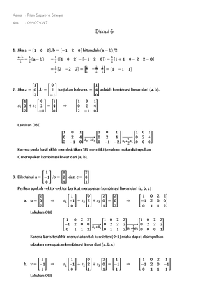 [Solved] 1 Berikan contoh sebuah sistem persamaan linear 3 variabel dan - Aljabar Linear ...