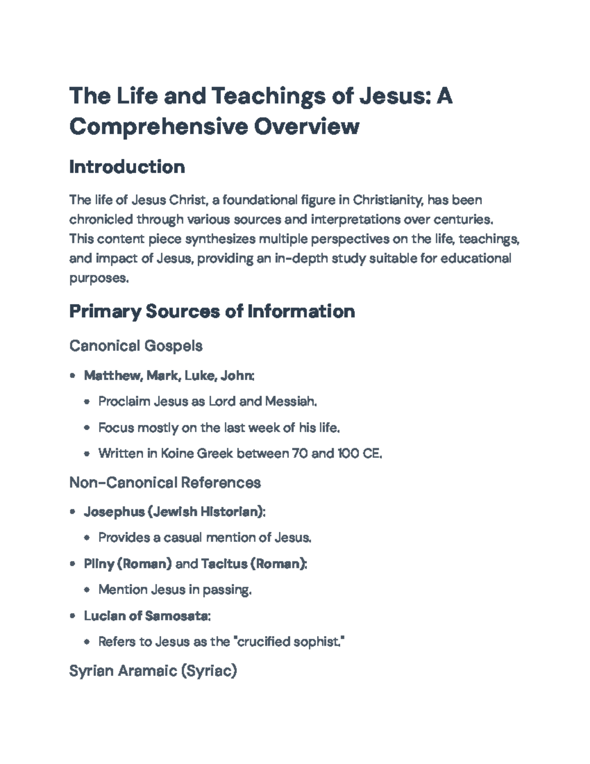 The Life and Teachings of Jesus (REL101): Overview and Analysis - Studocu