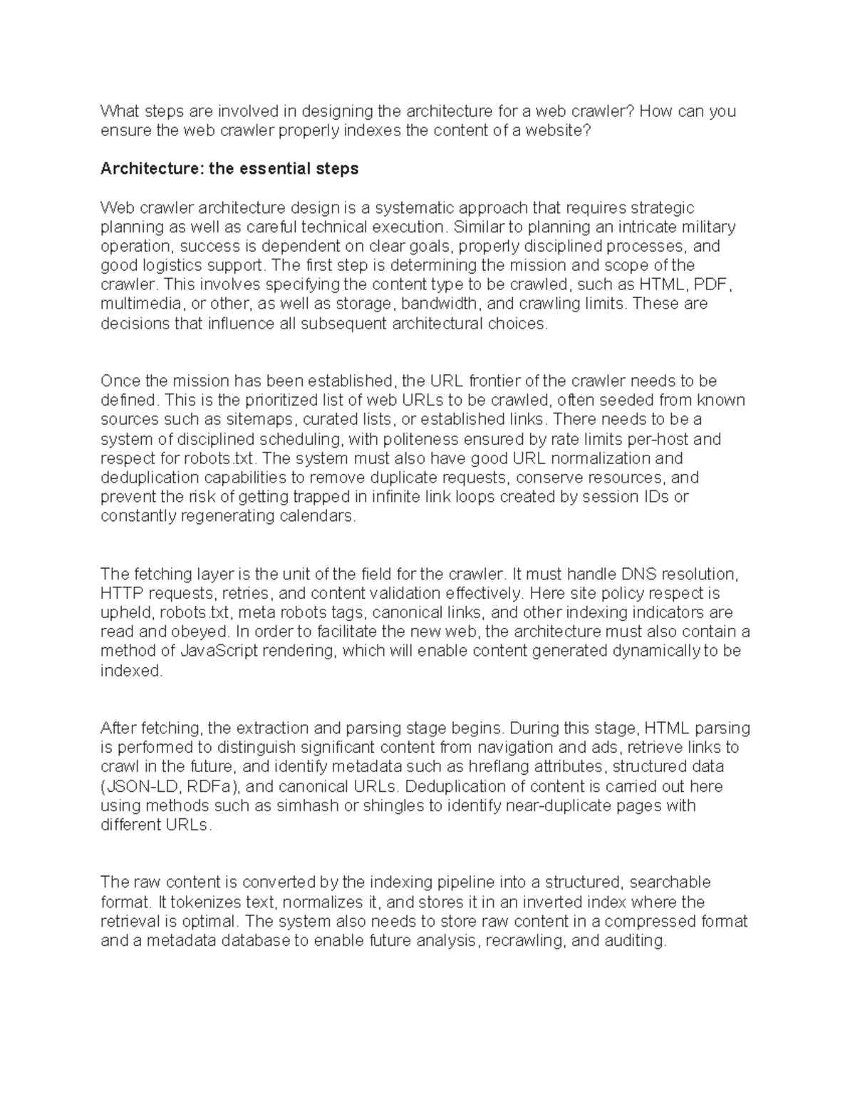 Web Crawler Architecture Design: Essential Steps and Indexing ...