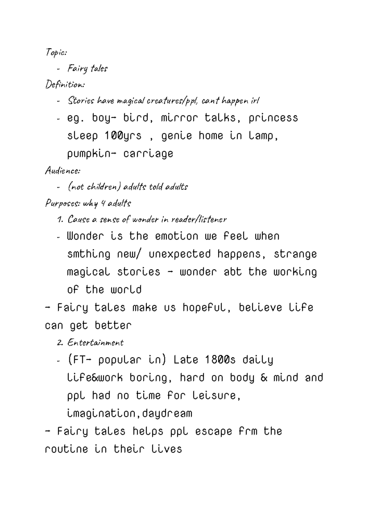 Fairy Tales: A Magical Escape for Adults - Definition & Purpose - Studocu