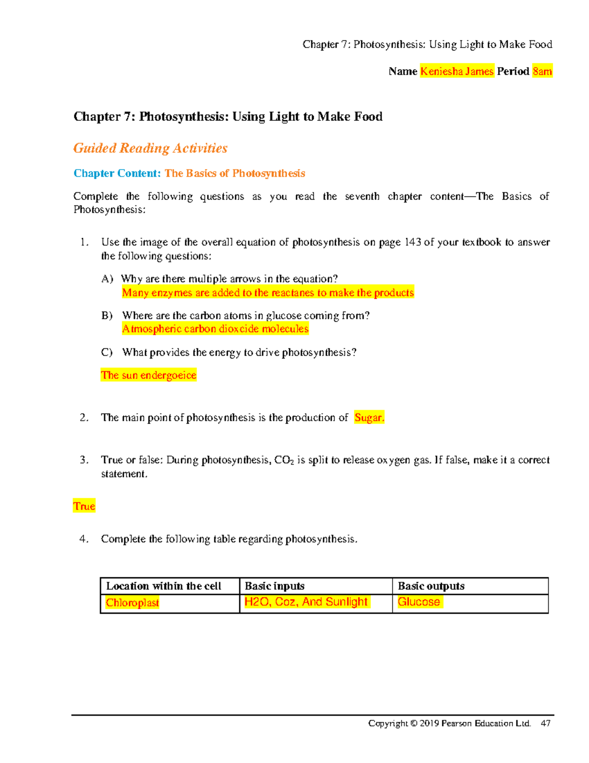 Chapter 7 Photosynthesis Guided Reading Activity - Biol 101 - Studocu