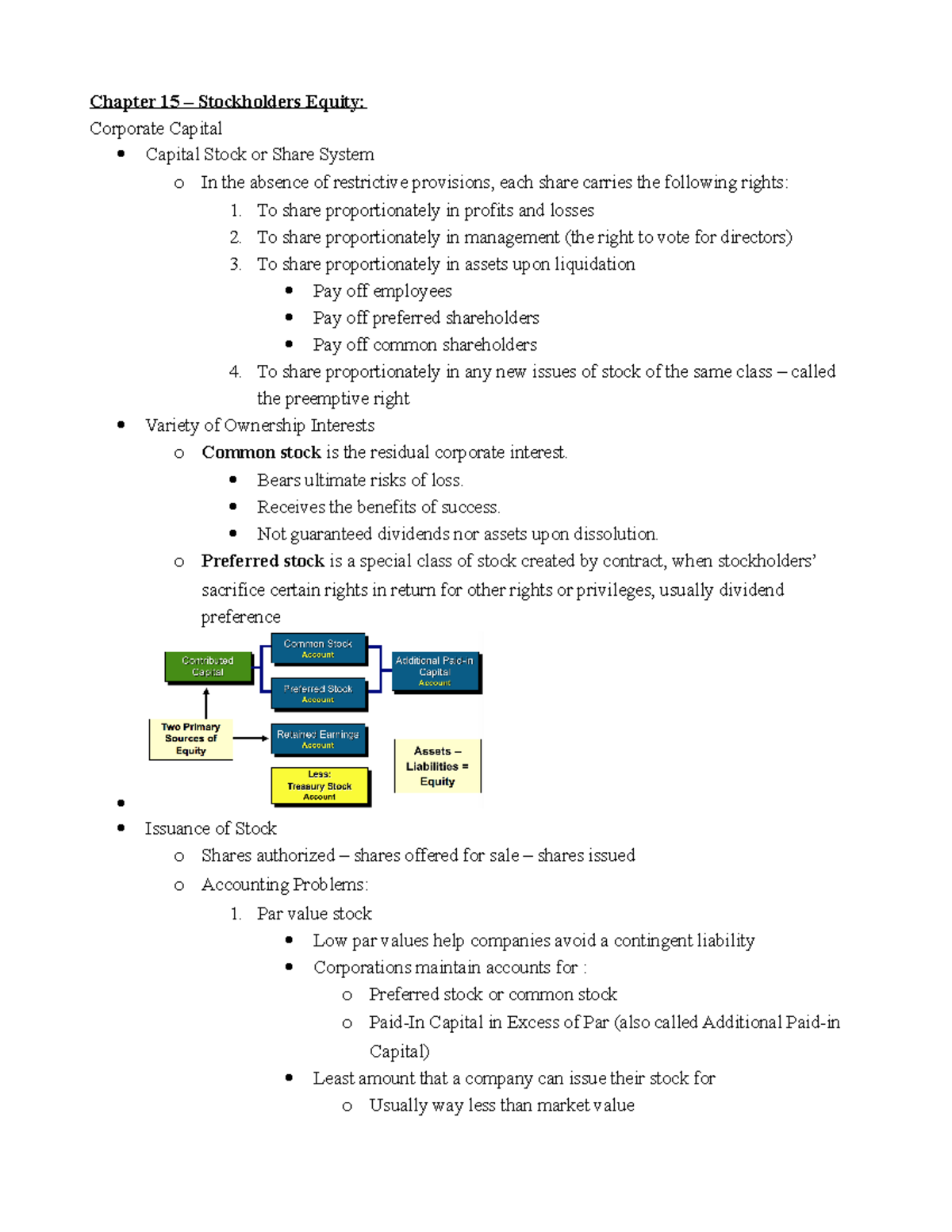 Advanced Accounting CH 15: Analyzing Stockholders' Equity - Studocu