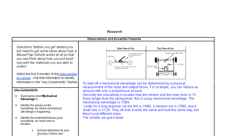 PA2 Mouse Trap Research: Key Features & Physics Concepts - Studocu
