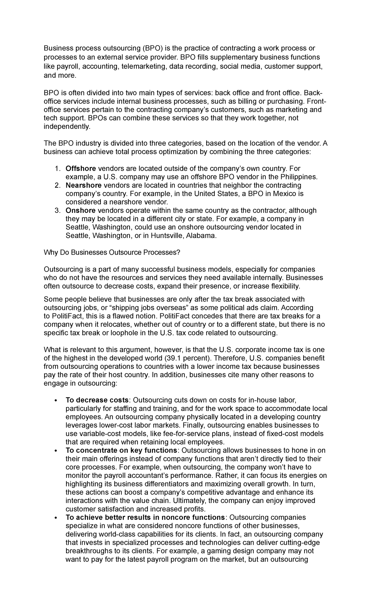 BPO-102 - Comprehensive Review of Business Process Outsourcing (BPO ...