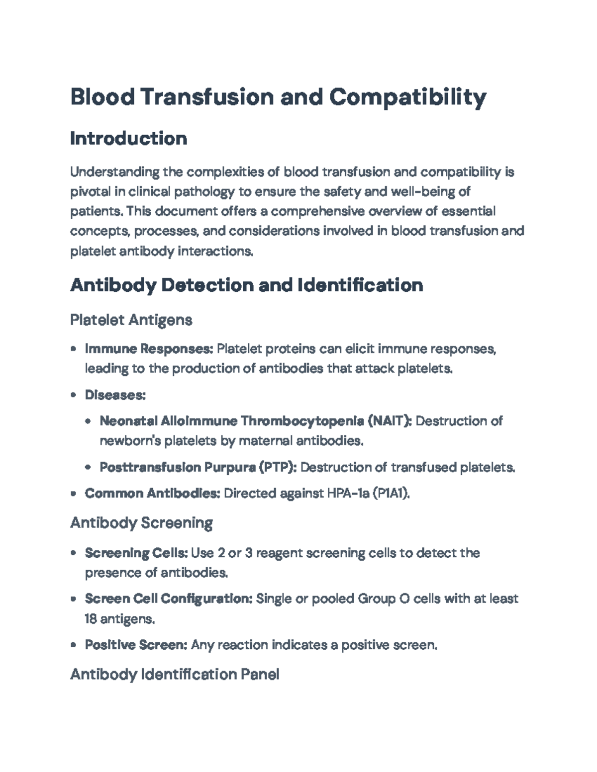 Blood Transfusion Compatibility Overview - Clinical Pathology ...