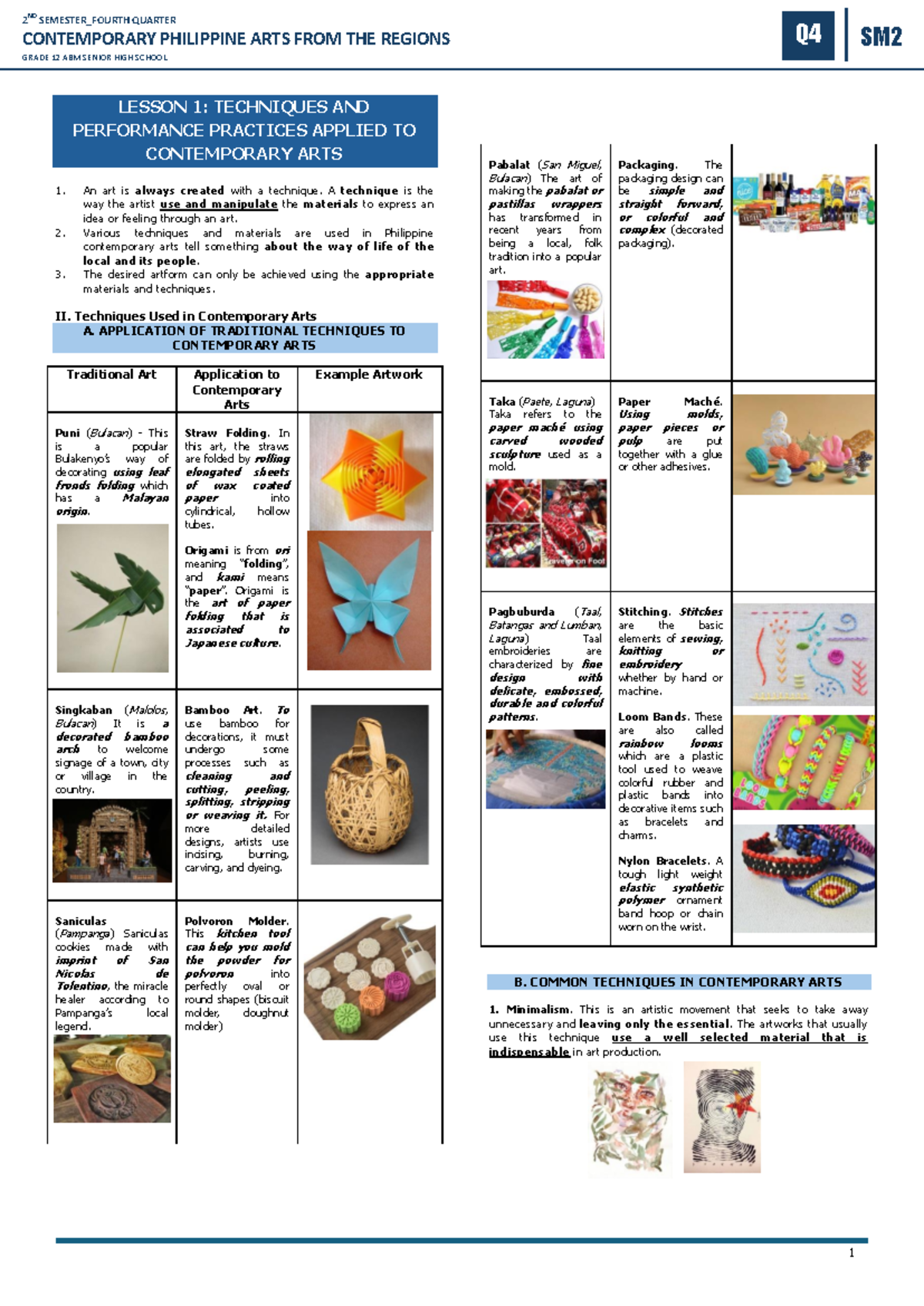 Q4 Lesson 1: Techniques & Practices in Contemporary Philippine Arts SM2 ...