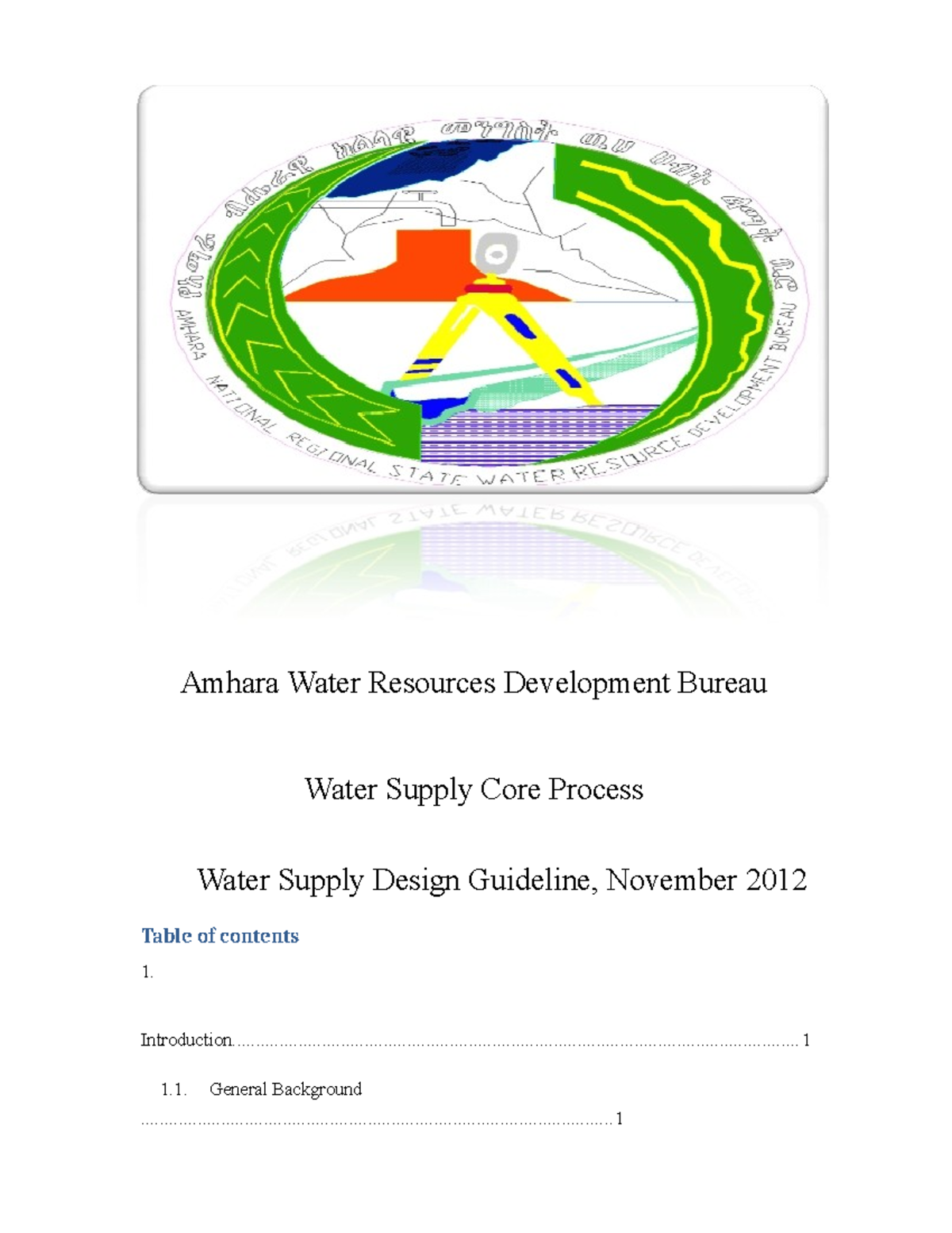 Water Supply Design Guideline ANRS: Amhara Region 2012 - Studocu