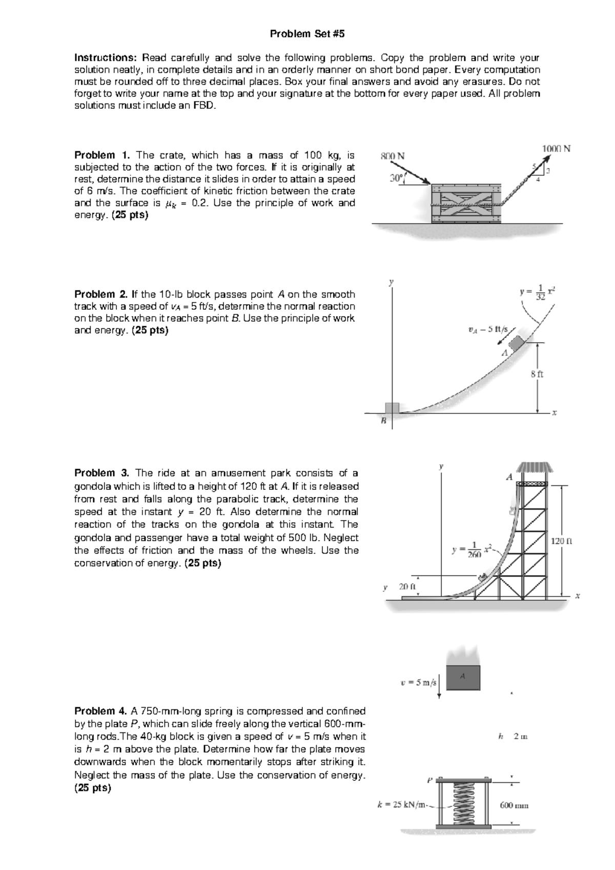 Problem Set #5 Solutions: Energy Principles and Calculations - Studocu