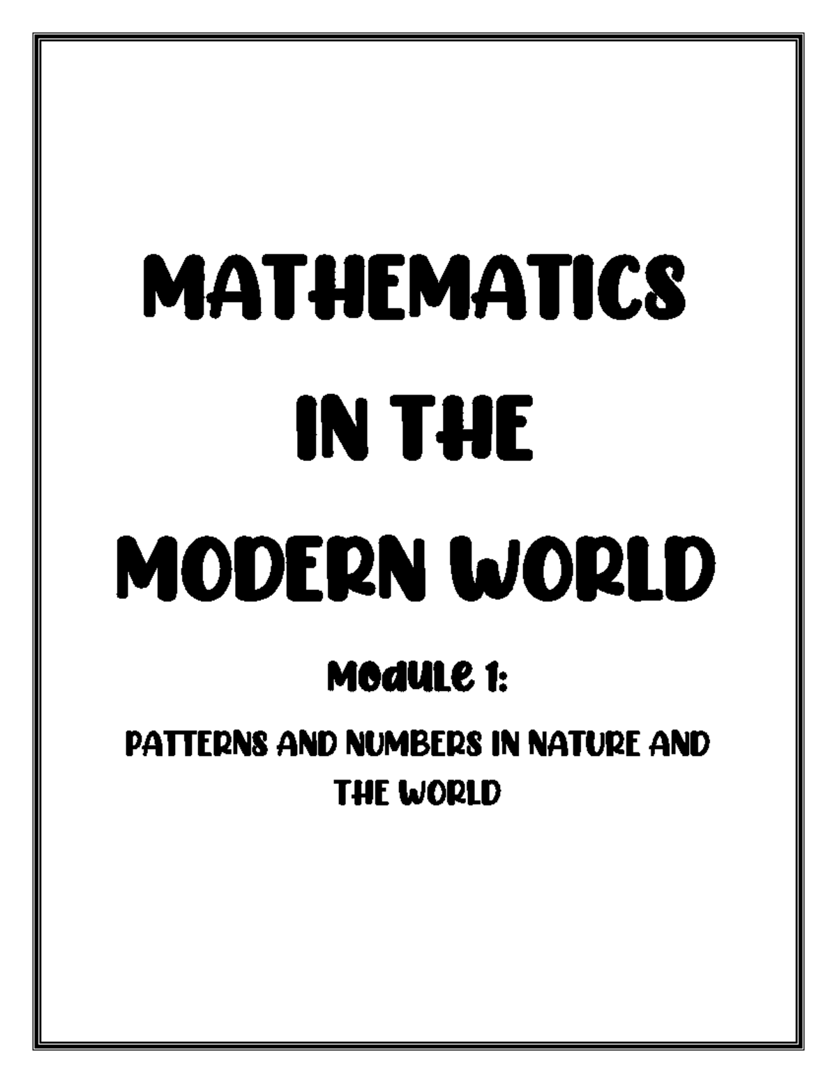 Module 1 Patterns and Number in Nature and the World - MATHEMATICS IN ...
