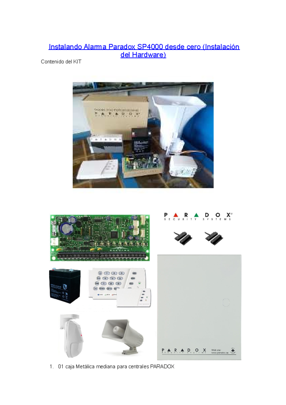 Guía de Instalación y Configuración para Alarma Paradox SP4000 - Studocu