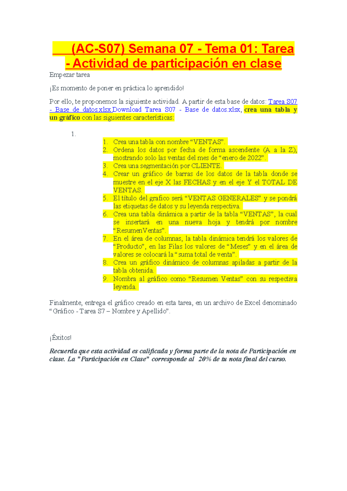 🔴 (AC-S07) Semana 07 - Tema 01: Tarea de Participación en Clase - Studocu
