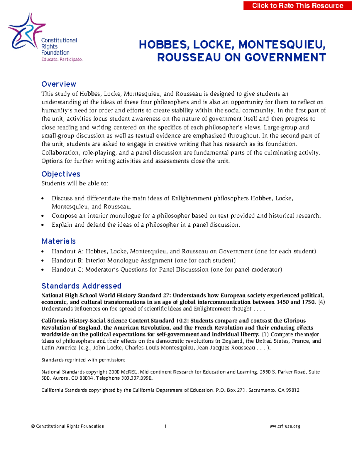 Hobbes, Locke, Montesquieu, Rousseau: Understanding Political ...