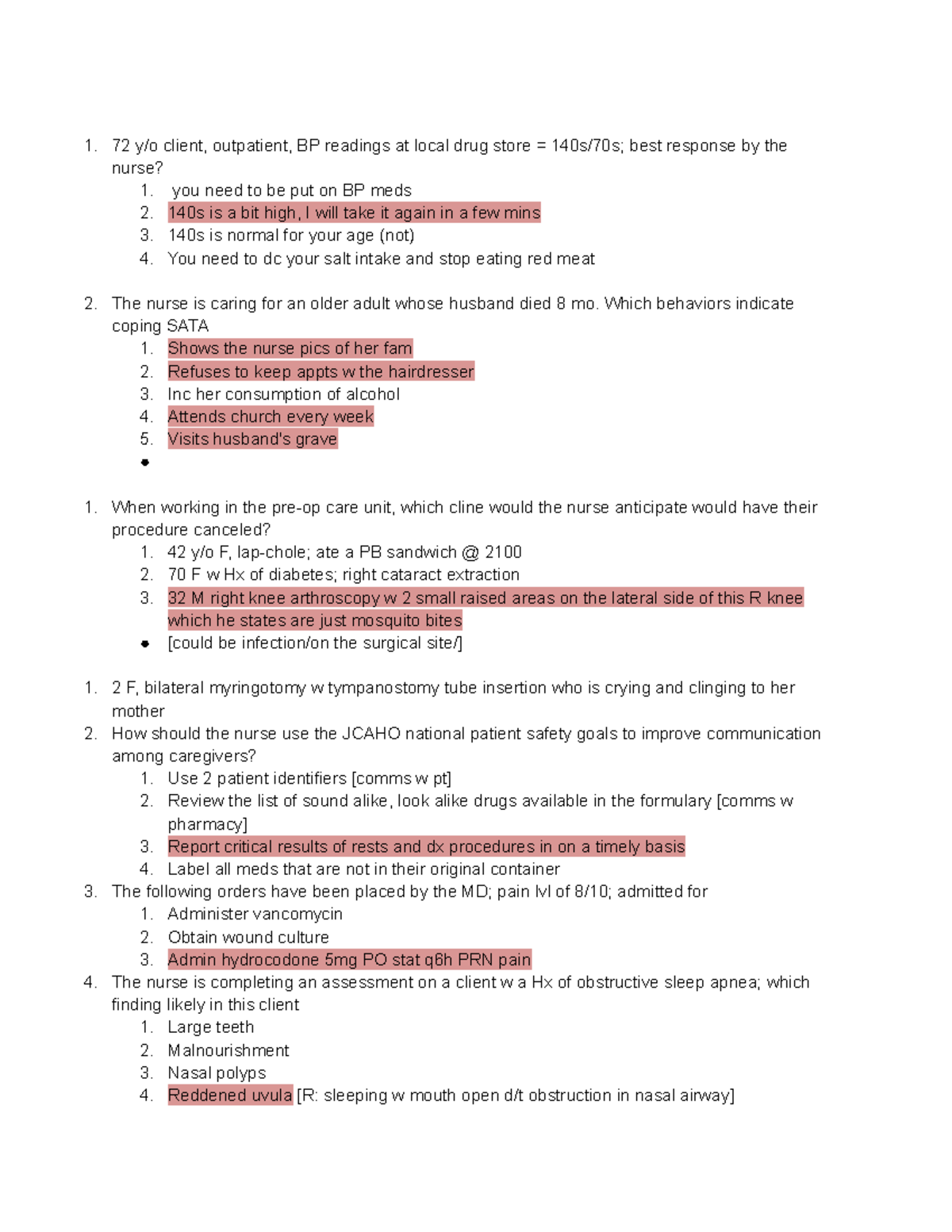 Fundamentals Nursing Qs - Final Exam Review (NUR 101) - Studocu