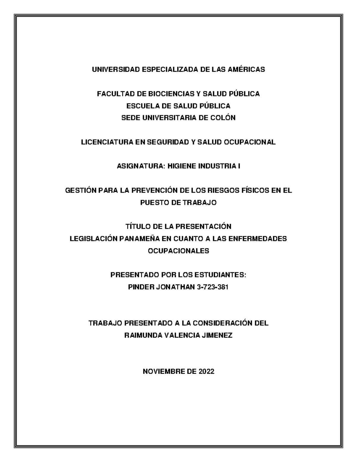 Legislación Panameña EN Cuanto A LAS Enfermedades Ocupacionales ...
