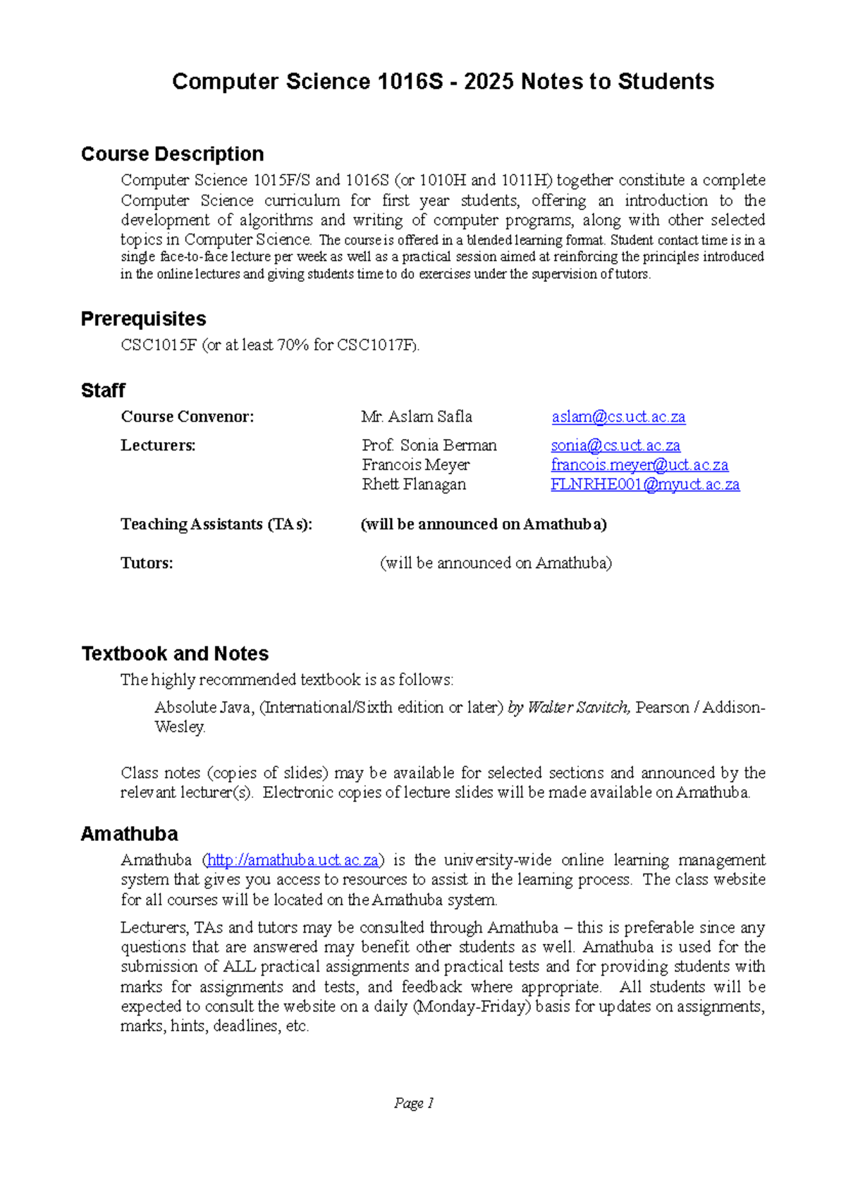 CSC1016S 2025 Course Notes: Introduction to Computer Science - Studocu