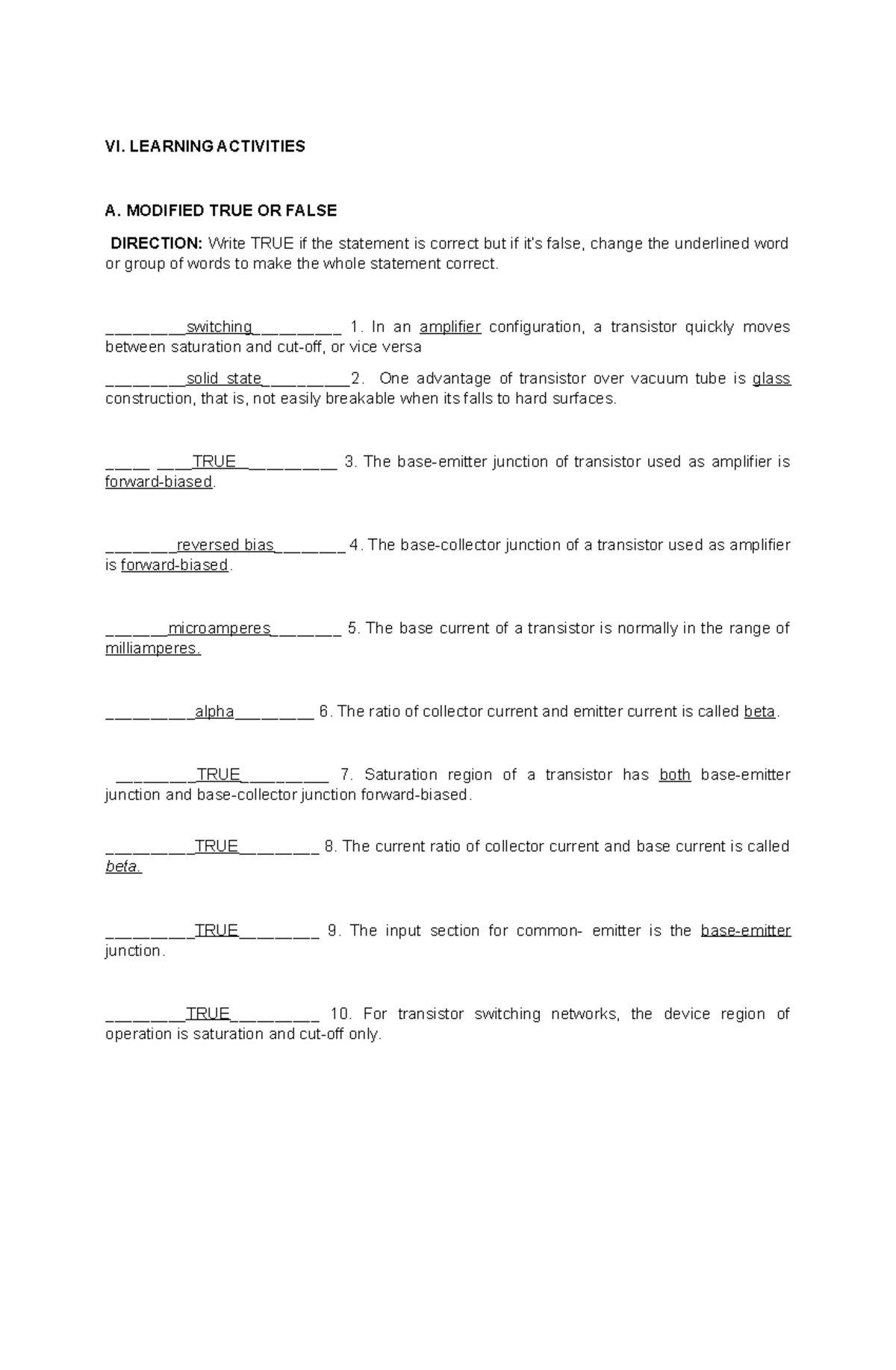 ELX Module 10 - Modified True or False Questions and Answers - Studocu