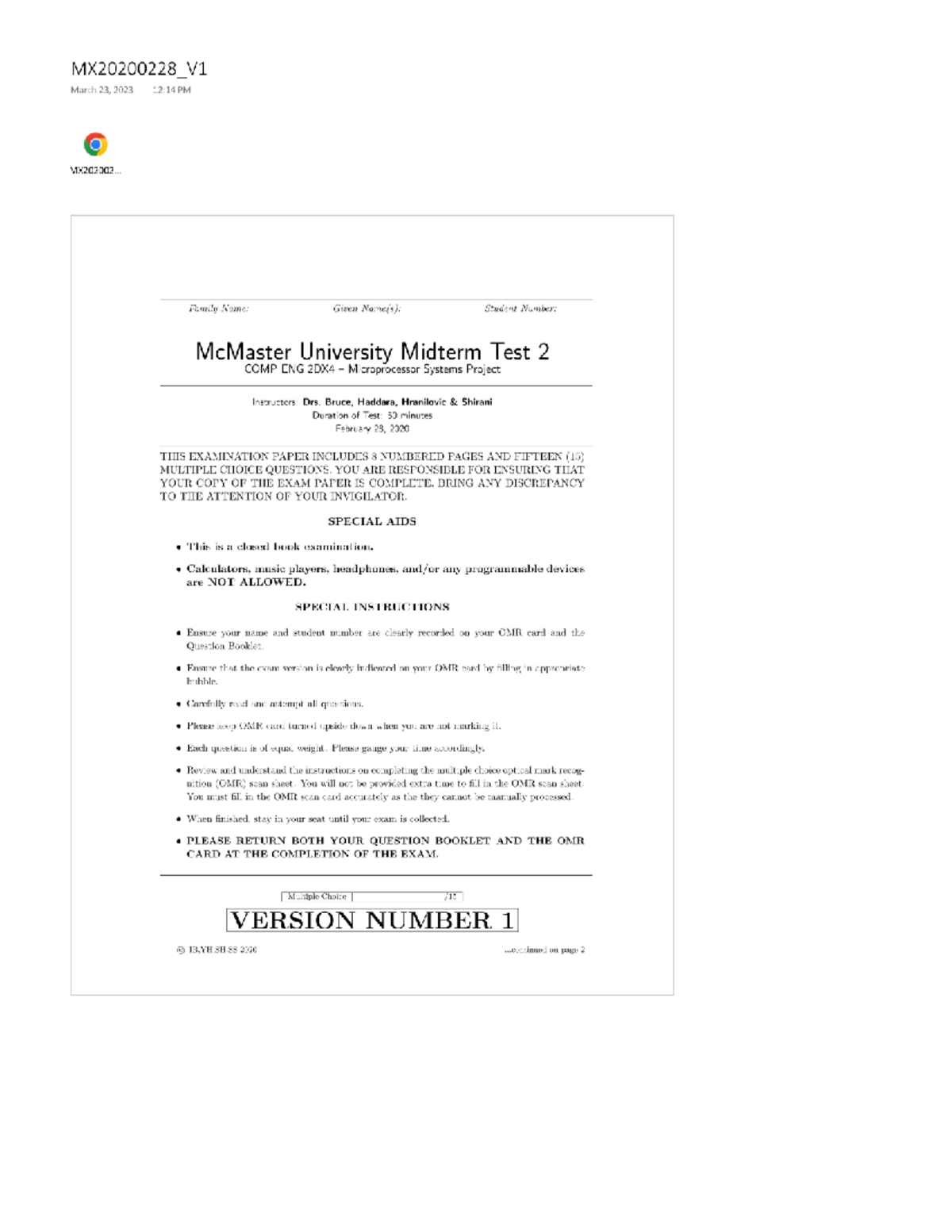 COMP ENG 2DX4 Midterm Exam Complete Guide - February 2020 - Studocu