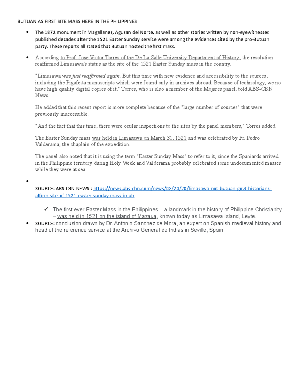 Butuan and the Debate on the First Mass in the Philippines: A ...