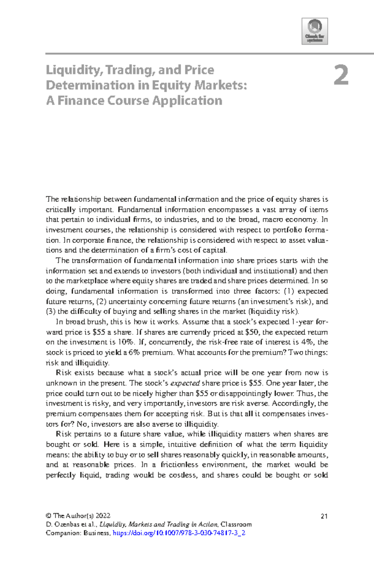 Liquidity, Trading Dynamics, and Price Formation in Equity Markets: A ...