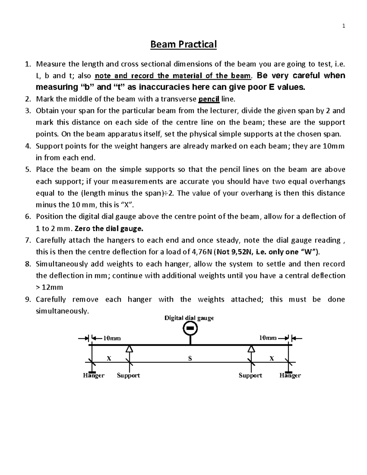 Beam Practical 1: Measurement & Deflection Analysis for Sem 1, 2025 ...