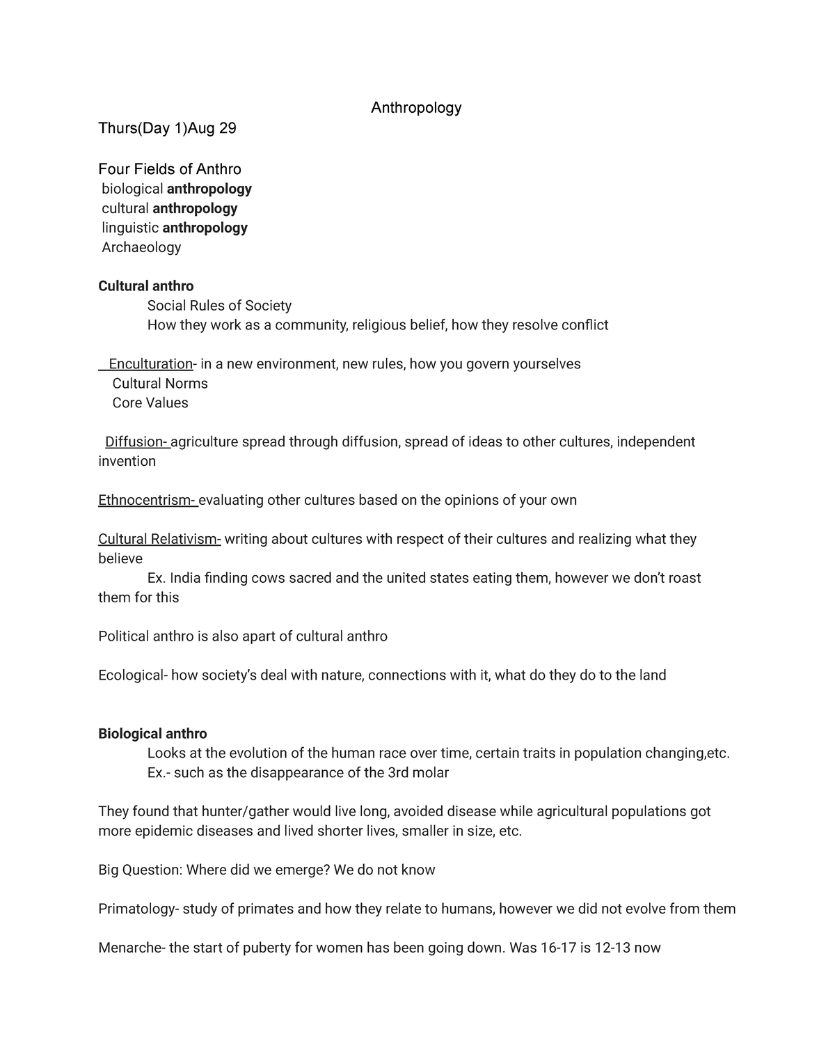 ANTH 101: Intro to Anthropology Lecture Notes on Key Concepts - Studocu