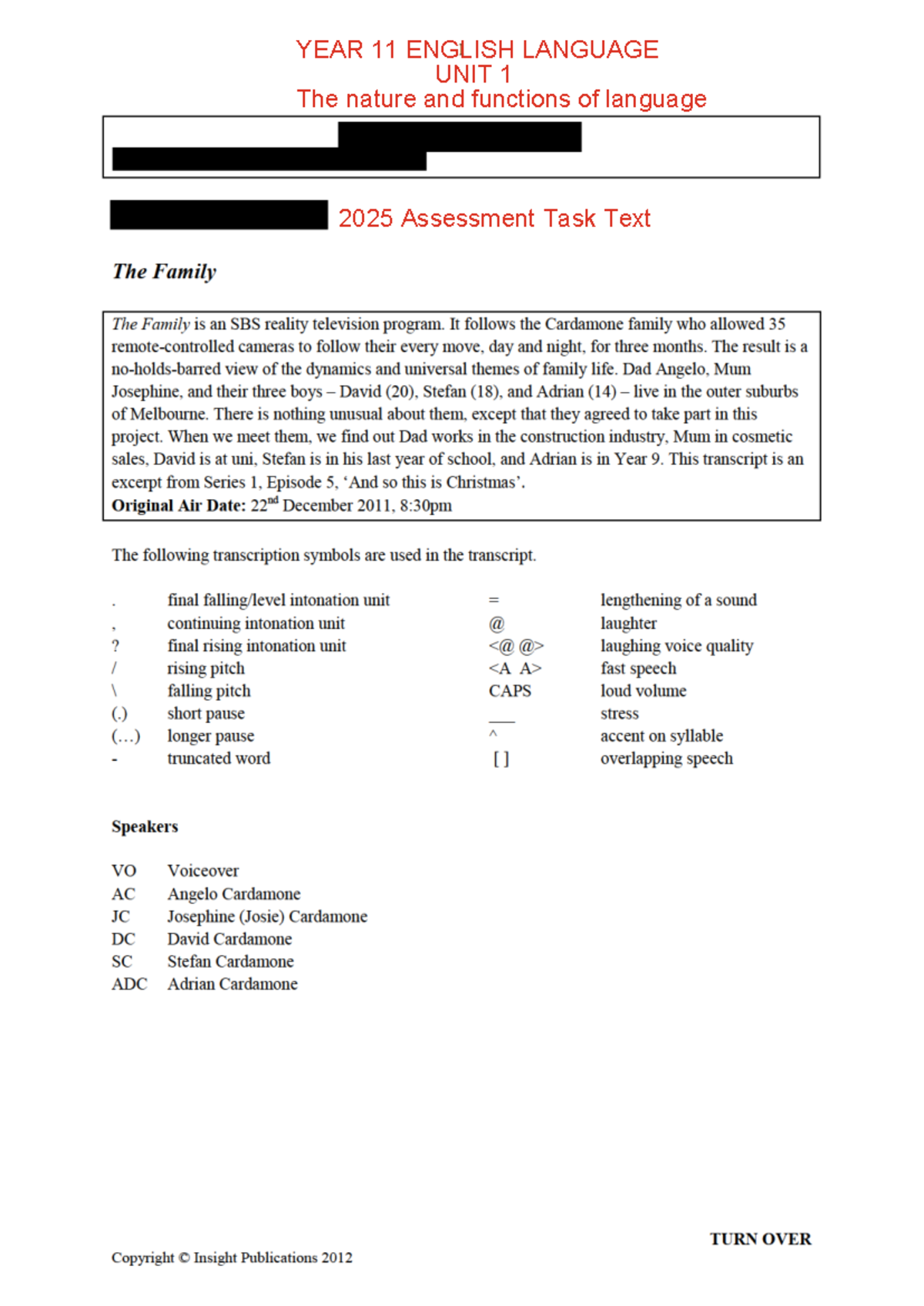 2025 ENGL 11 AT1 Final Exam - Family Life Language Analysis - Studocu