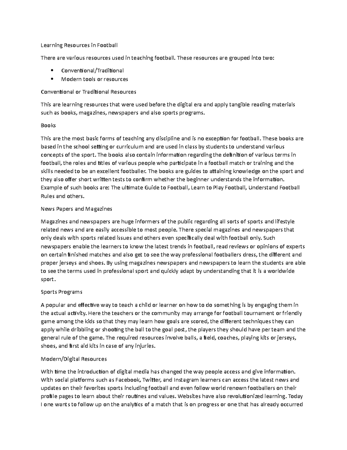 Football Learning Resources - Engineering Knowledge in the Sport - Studocu