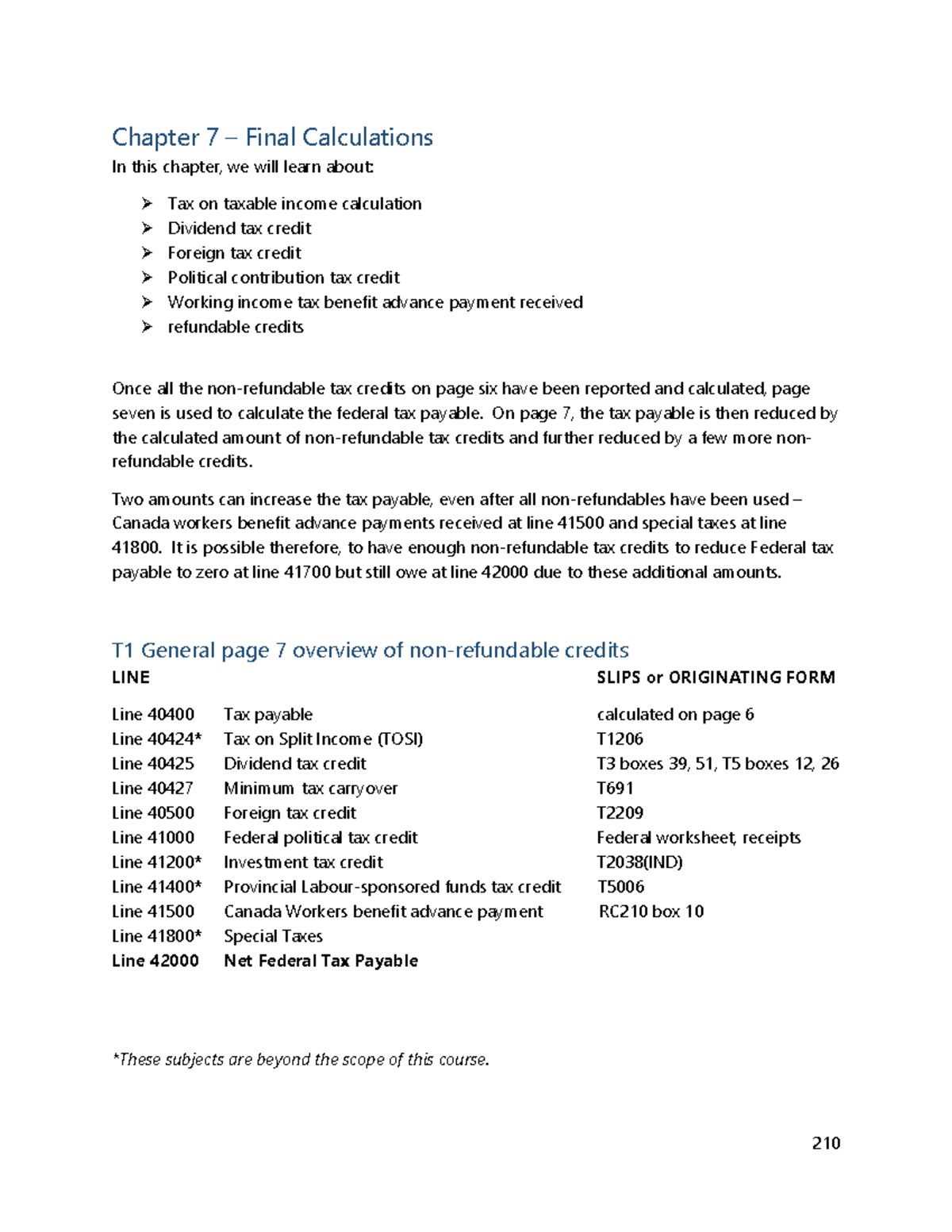 Chapter 7 – Final Tax Calculations Overview for Income Tax - Studocu