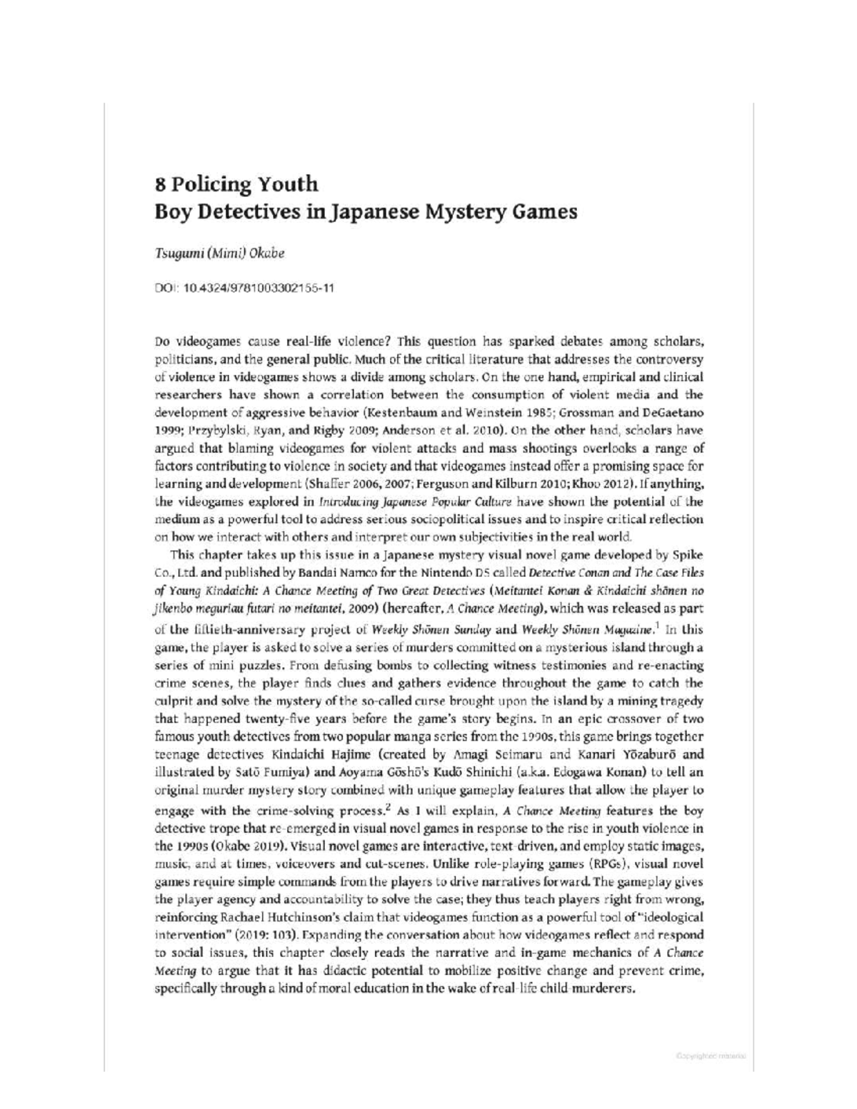 Boy Detectives in Japanese Mystery Games: Analyzing A Chance Meeting ...
