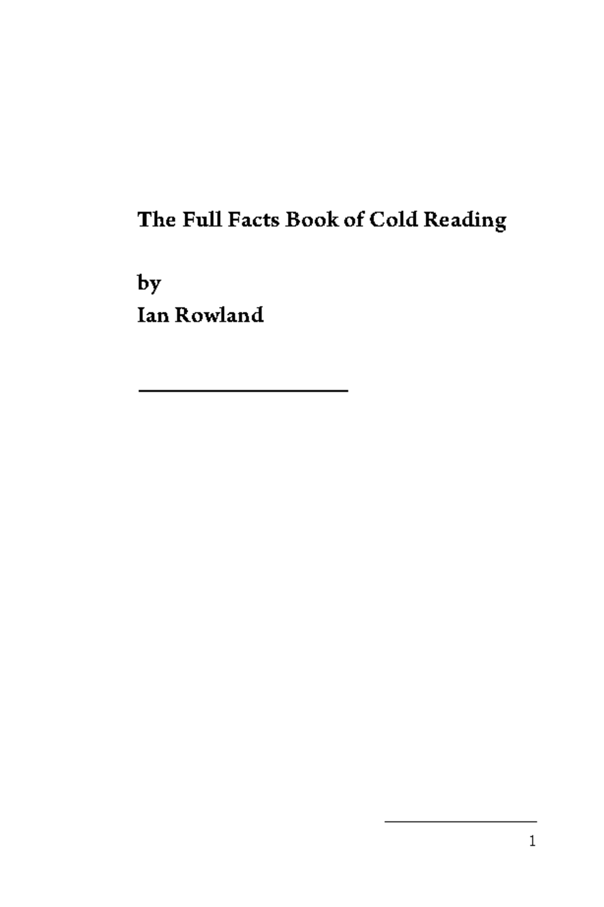 Toaz - Cold reading - The Full Facts Book of Cold Reading by Ian ...