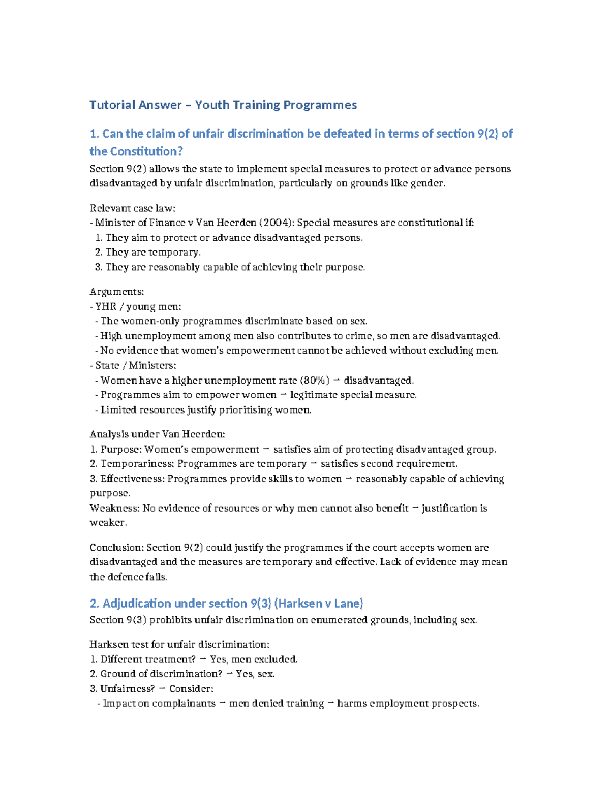 Tutorial Answer: Unfair Discrimination in Youth Training Programmes ...