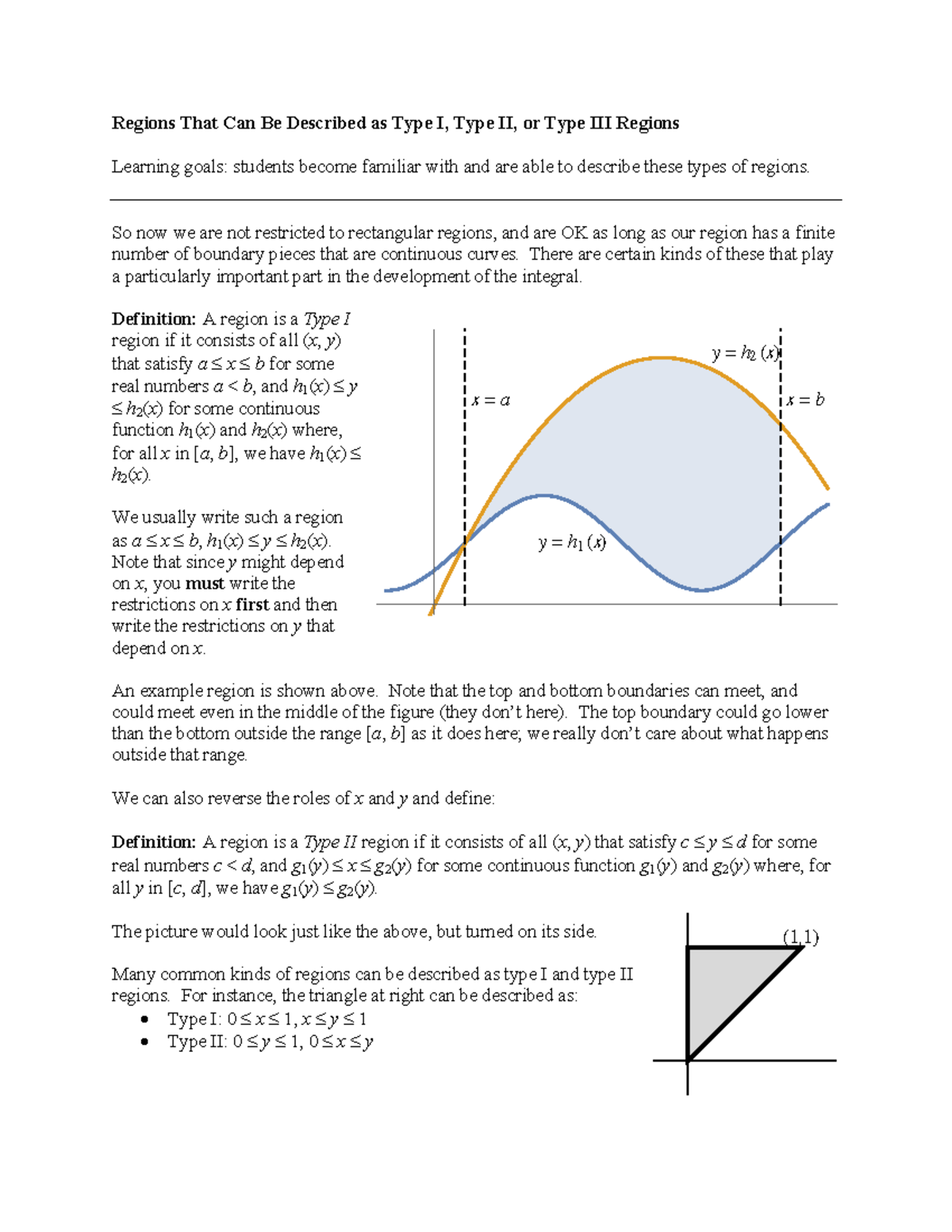 Notes on Type I, II, and III Regions in Multivariable Calculus - Studocu