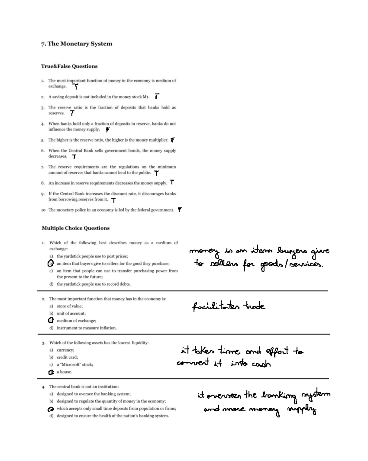 Applications of Money: Chapter 7 Homework Insights - Studocu