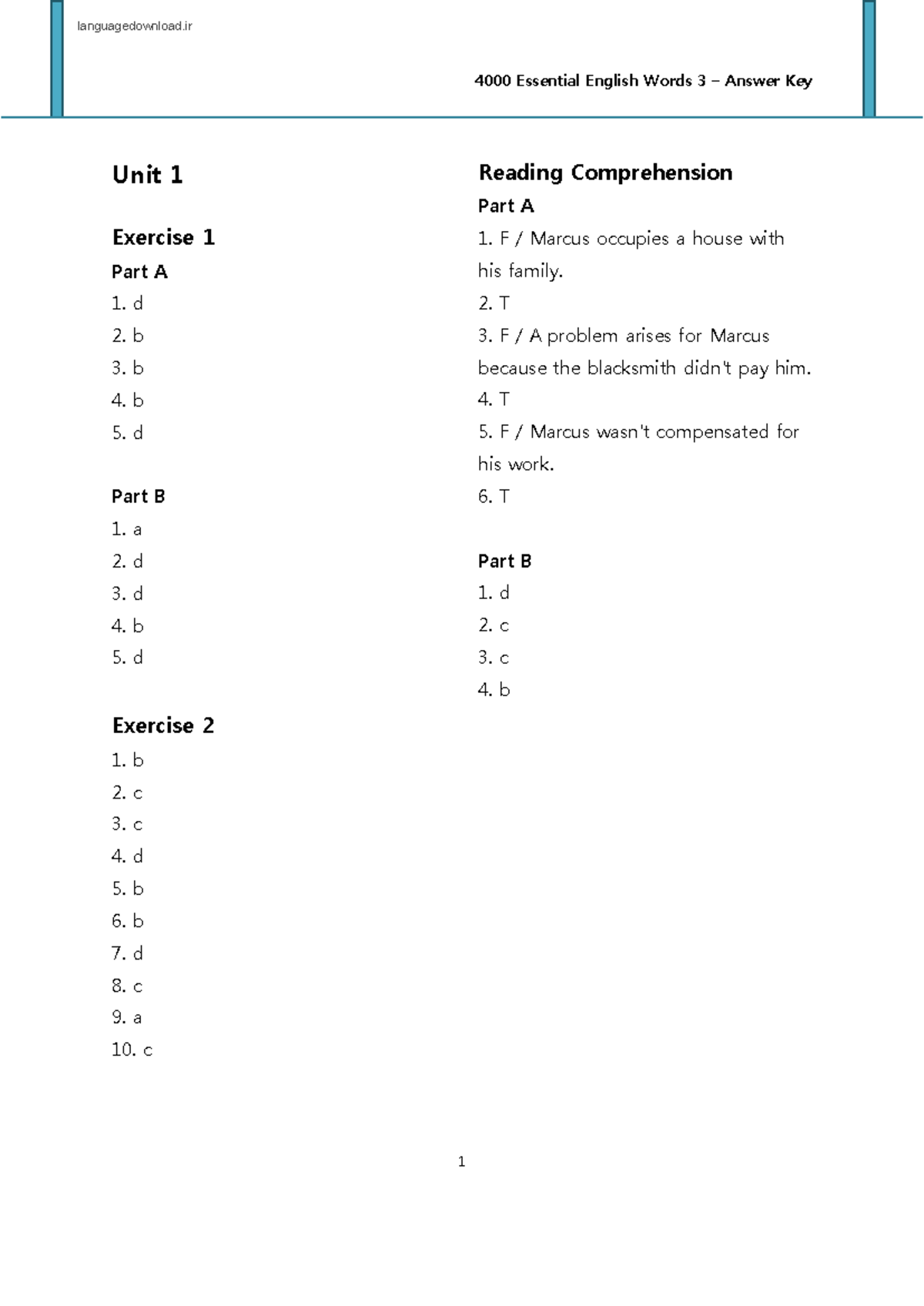 4000 Essential English Words 3 – Comprehensive Answer Key Guide - Studocu