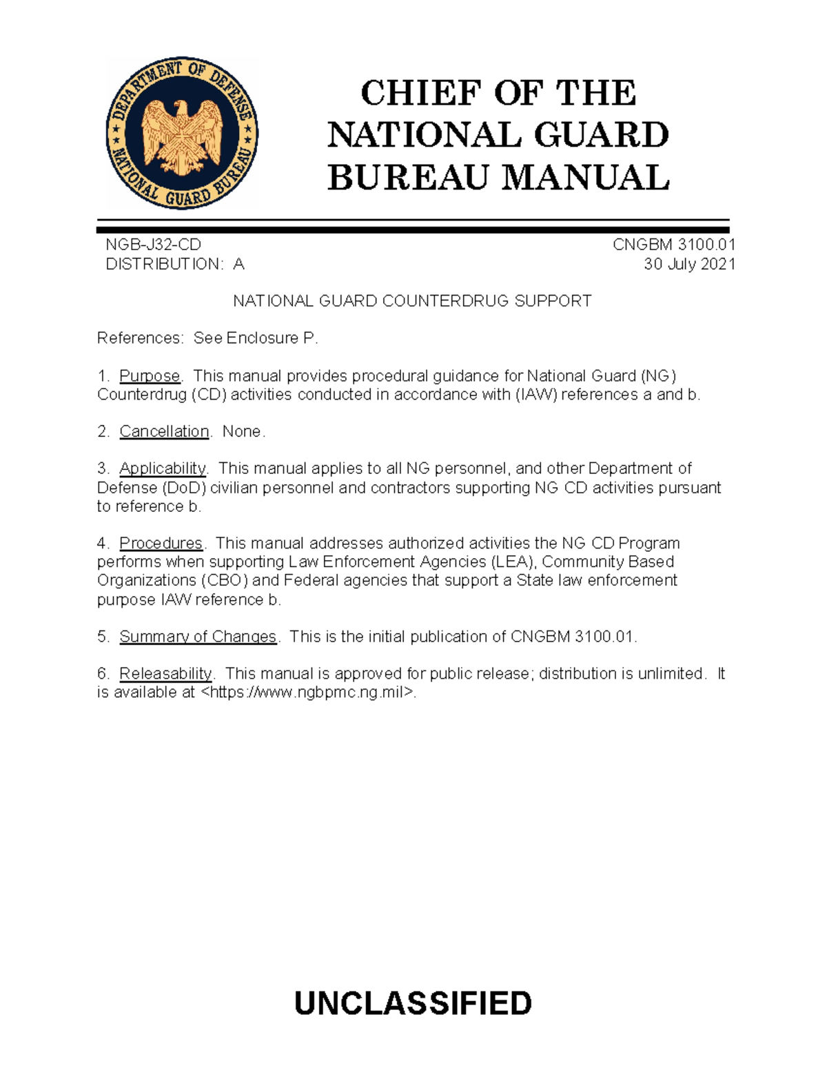 National Guard Counterdrug Program Manual - CNGBM 3100.01 (Jul 2021 ...