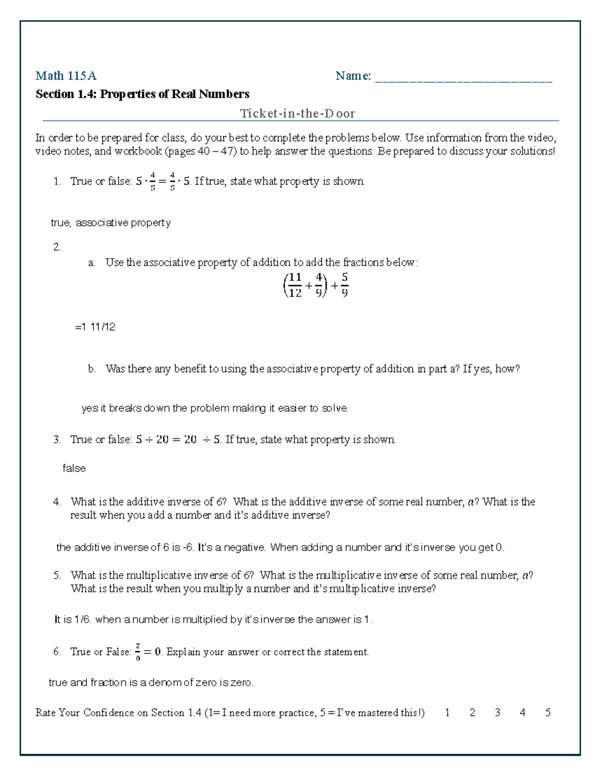 Math 115A Final Exam Review: Properties of Real Numbers - Studocu